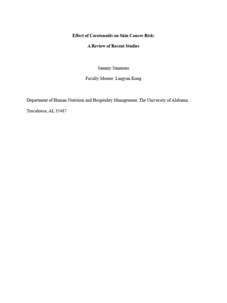 Carotenoids and Skin Cancer Prevention | PDF | Carotenoid | Ultraviolet