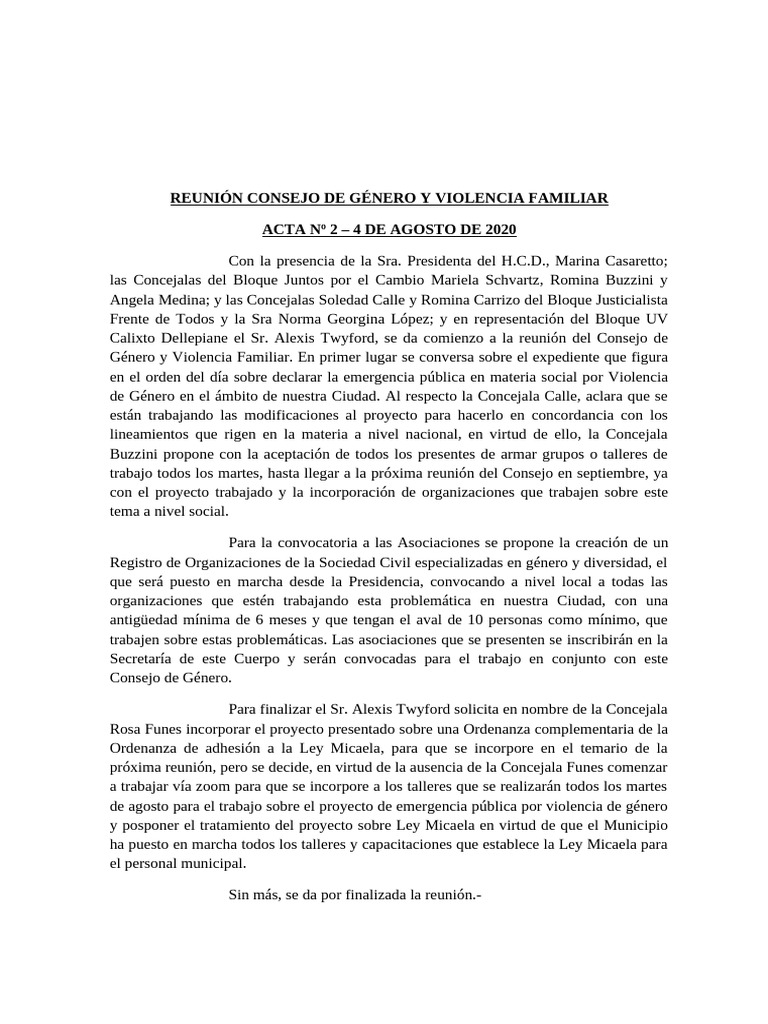 Acta #2 - Consejo de Género | PDF | Gobierno