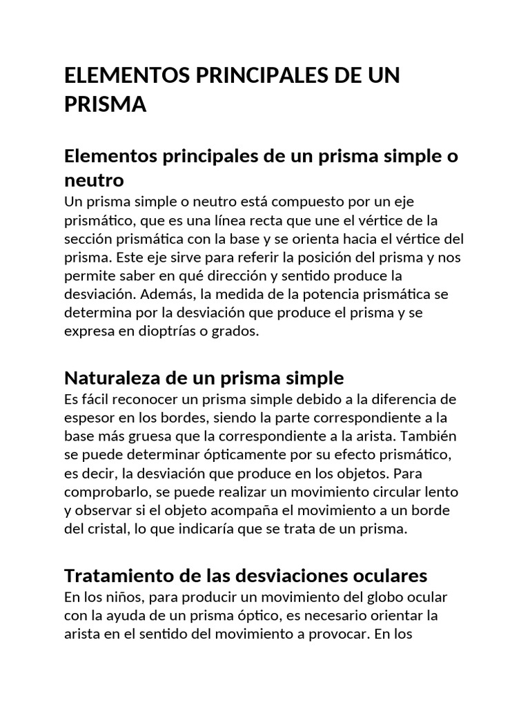 Elementos y Prescripción de Prismas | PDF | Óptica | Radiación ...
