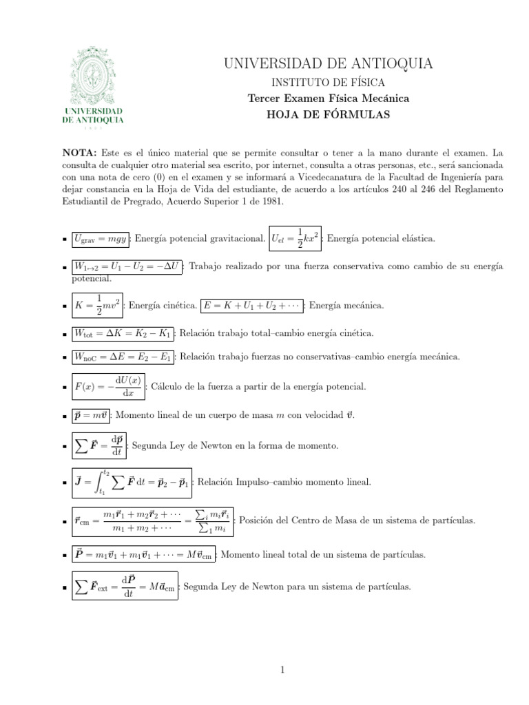 Hoja-de_Formulas_Ex3 | PDF | Rotación alrededor de un eje fijo | Rotación