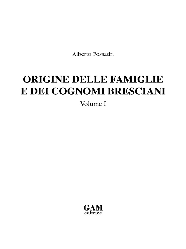 Origine Delle Famiglie e Dei Cognomi Bre | PDF