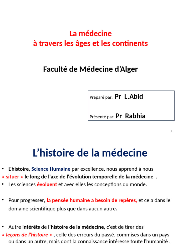1). La médecine à travers les ages et les continents | PDF | IQ ...