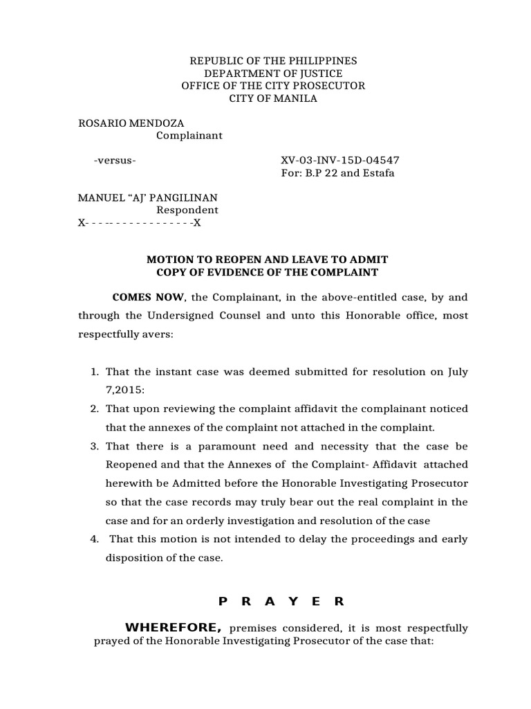 Motion To Reopen | PDF | Public Law | Legal Procedure