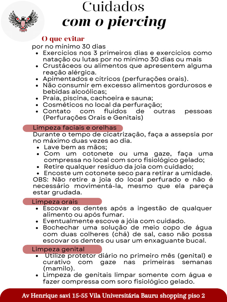 Compressa Morna para Piercings | PDF | Soro fisiológico
