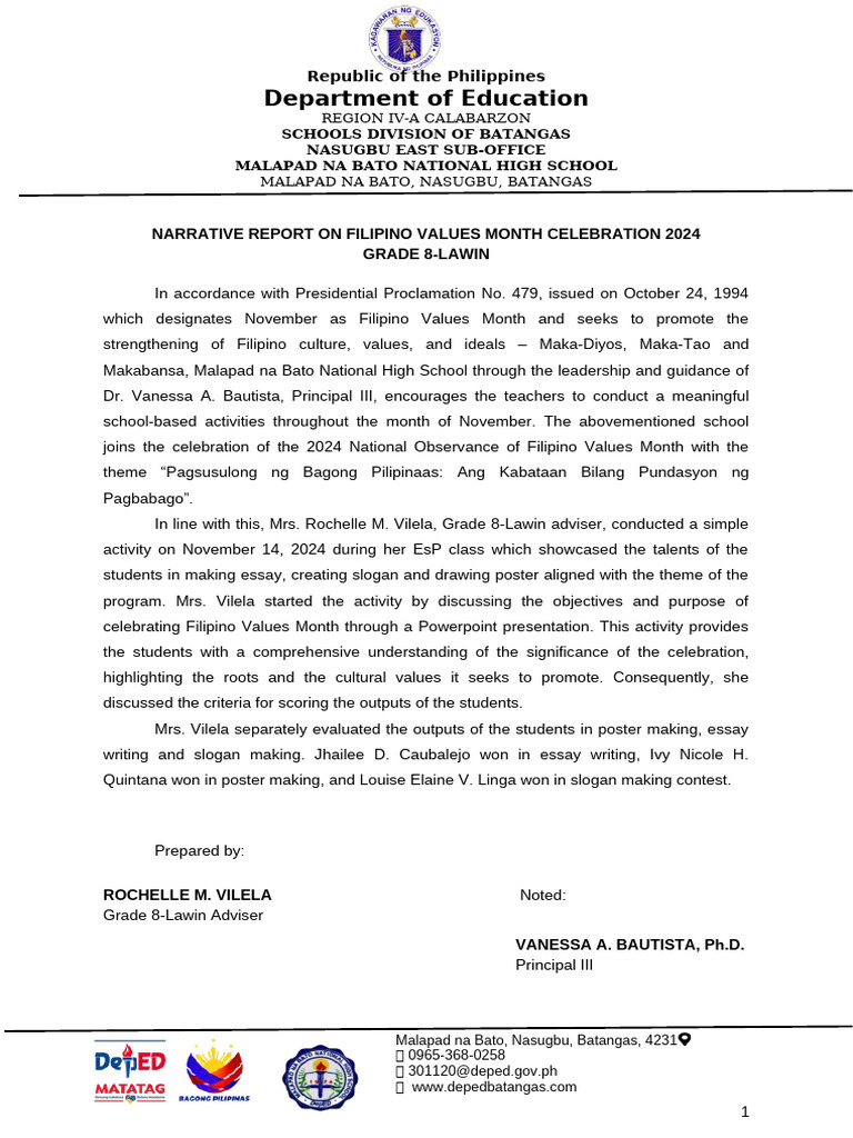 Filipino Values Month Celebration 2024 | PDF | Philippines