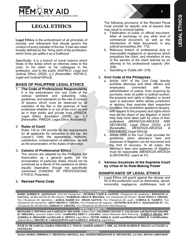 Legal Ethics 2021 | PDF | Lawyer | Practice Of Law