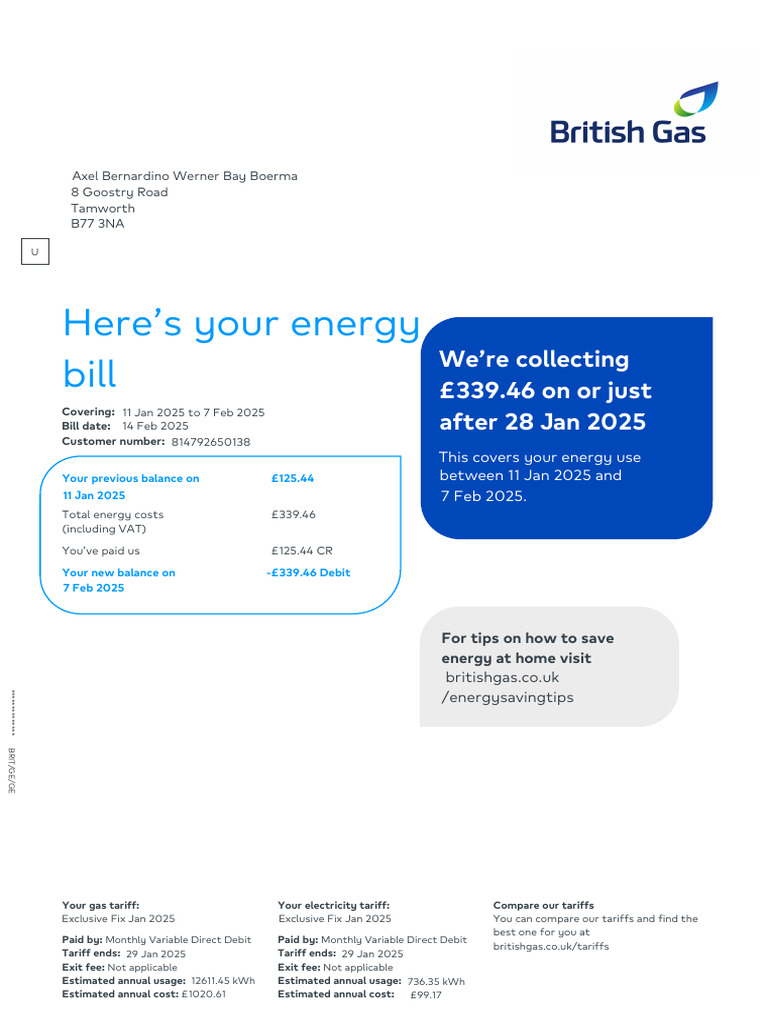 Proof of Address - British Bill - Robert Horwood | PDF | Electricity ...