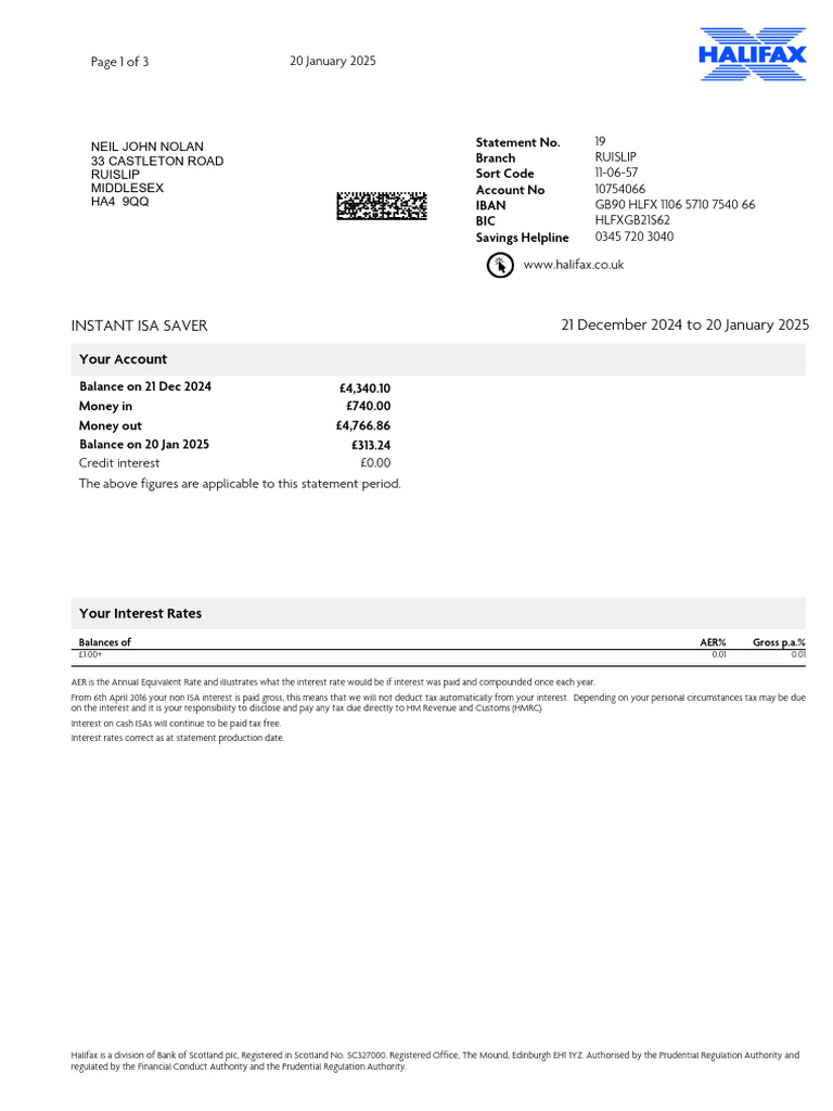 Proof of Address - Bank Statement - Amber Nolan - 21.03.2022 | PDF | Cash | Exchange Rate