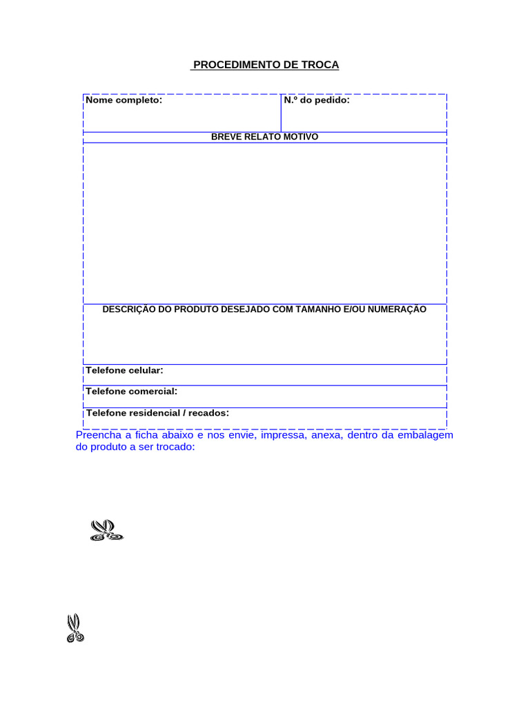 Ficha Anexa de Troca | PDF