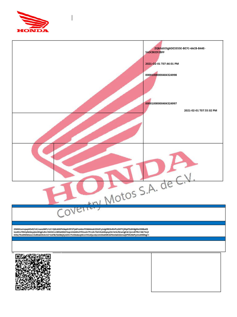 Factura Honda 123456 | PDF