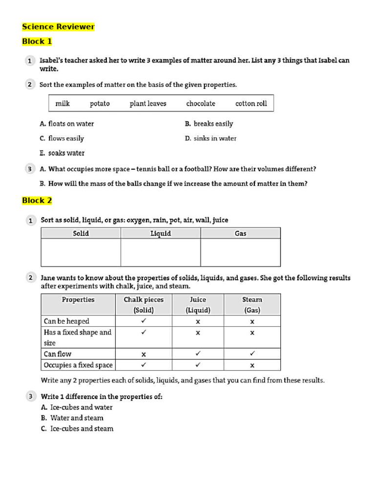 Grade 3 Science Reviewer Pdf