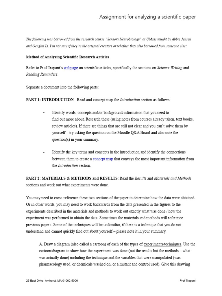 Paper Analysis Assignment | PDF | Experiment | Hypothesis