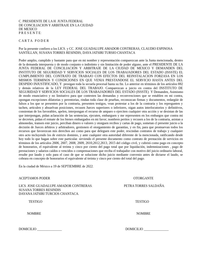 Carta Poder Laboral Angelica | PDF | Justicia | Crimen y violencia