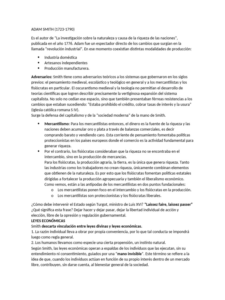 Adam Smith y Ricardo Resumen | PDF | Capital (economía) | Salario