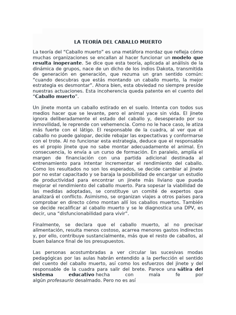 La Teoría del Caballo Muerto | PDF