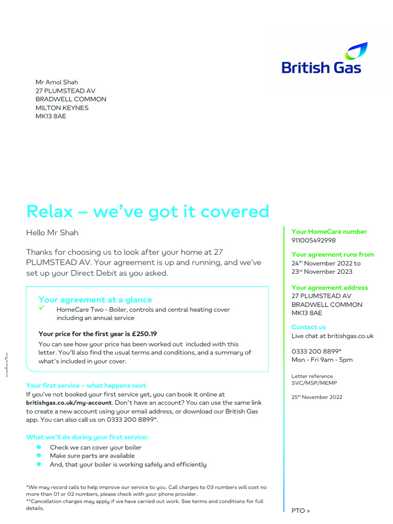 Plumsted Avenue - British Gas Cover | PDF | Debit Card | Banks
