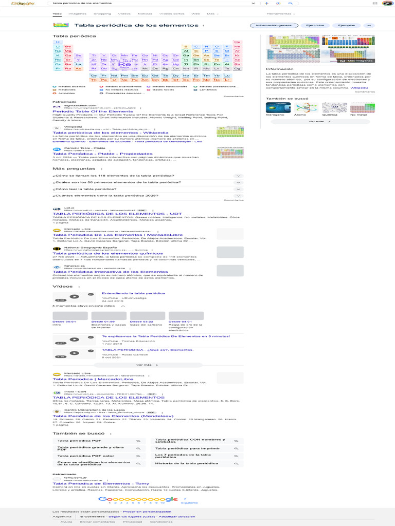 Tabla Periodica de Los Elementos - Buscar Con Google | PDF | Tabla ...