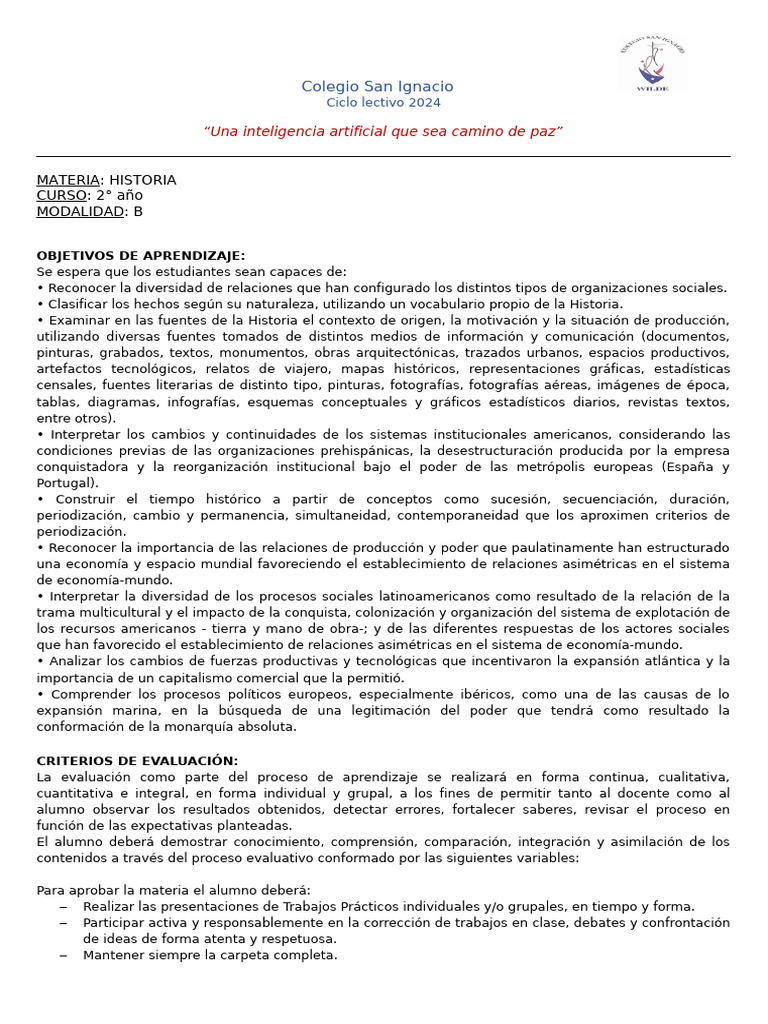 Objetivos, Criterios de Evaluación y Pautas de Trabajo en El Aula 2024 | PDF | Evaluación ...