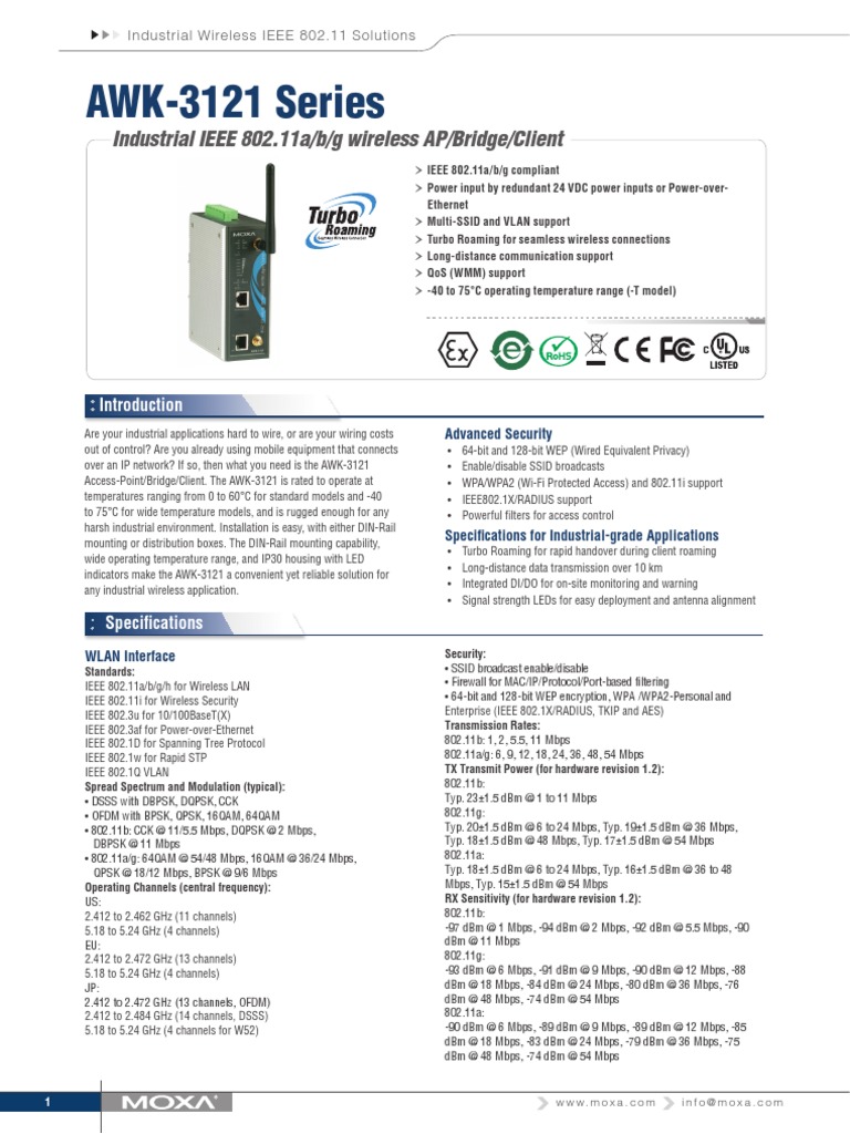 AWK 3121 Series | PDF | Wireless Lan | Ieee 802.11