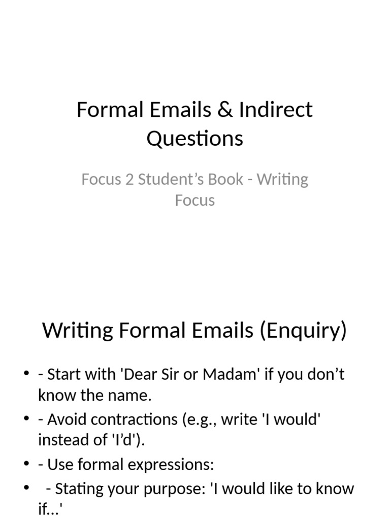 Formal Emails Indirect Questions | PDF