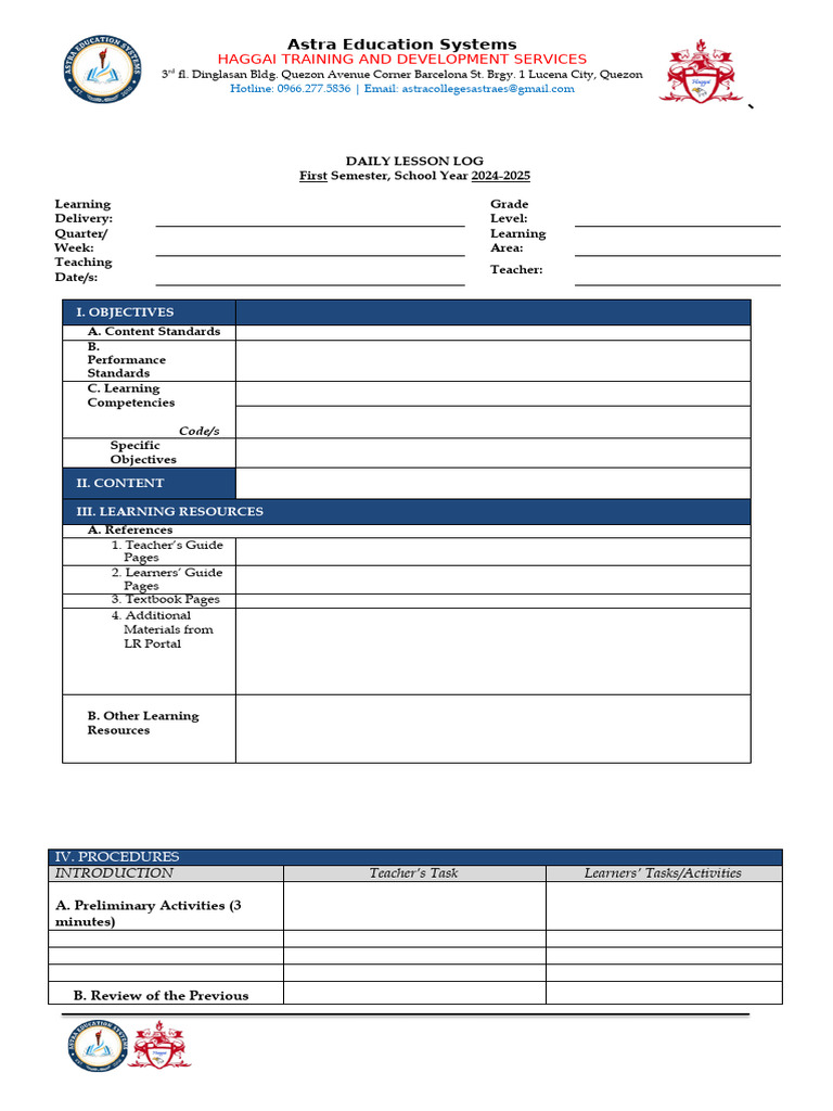 One-Day Lesson Plan Template 2024-2025 | PDF | Teachers | Learning