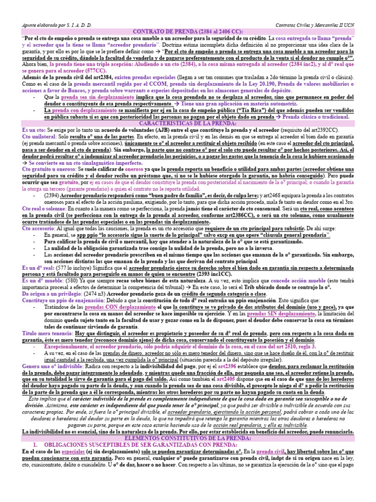Contrato de Prenda: Definición y Características | PDF | Propiedad | Pagos