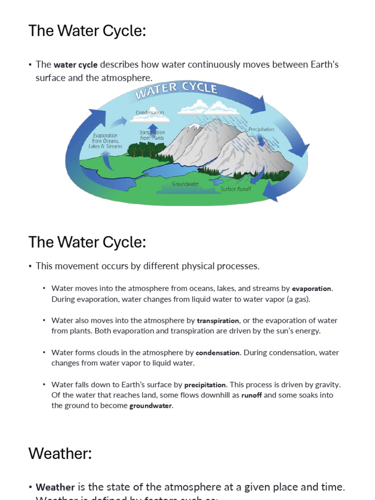 Water Cycle and Weather | PDF