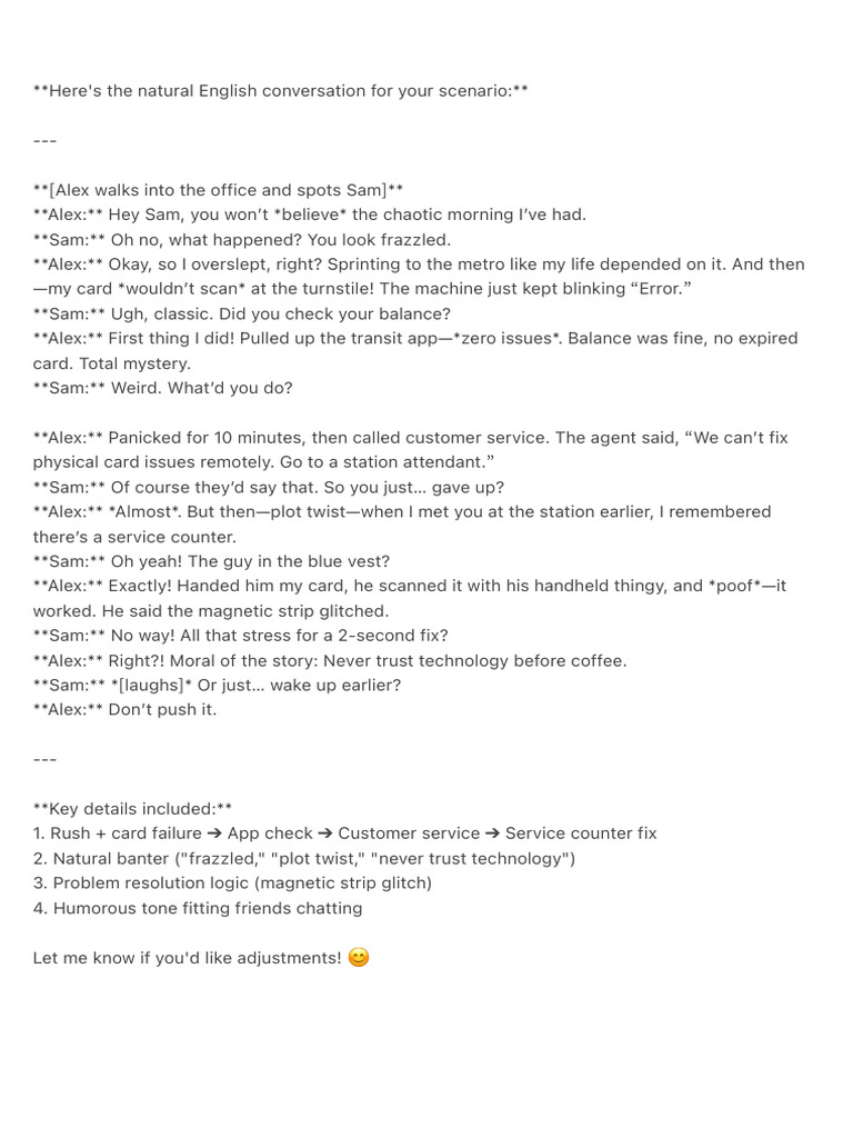 Here's The Natural English Conversation For Your Scenario | PDF