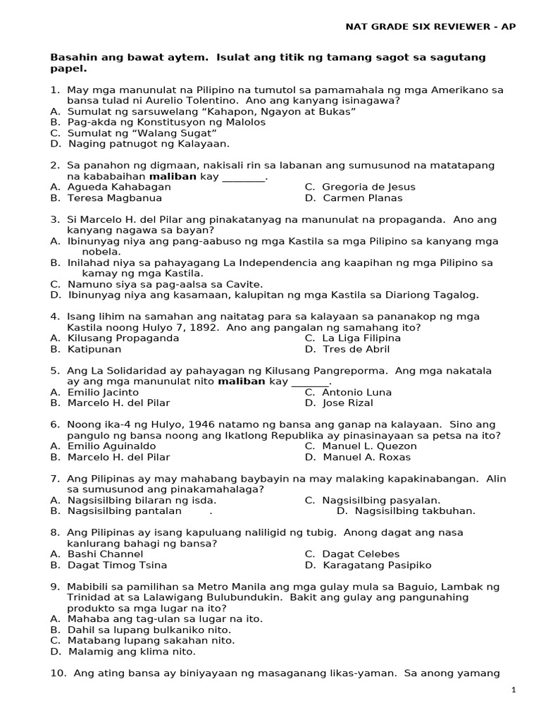 2. AP NAT G6 REVIEWER | PDF