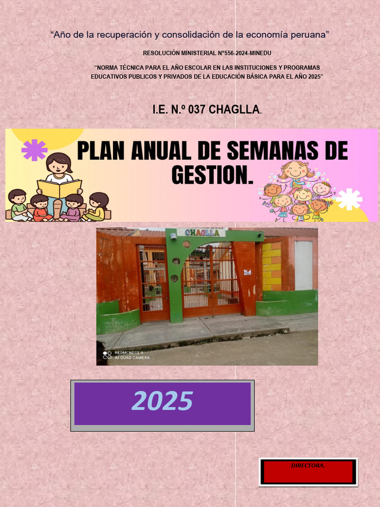 Plan de Semana de Gestion 2025 Primaria Editorial La Mar | PDF | Evaluación | Educación primaria
