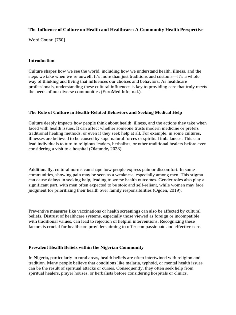 Culture's Impact on Health and Care | PDF | Health Care | Alternative ...