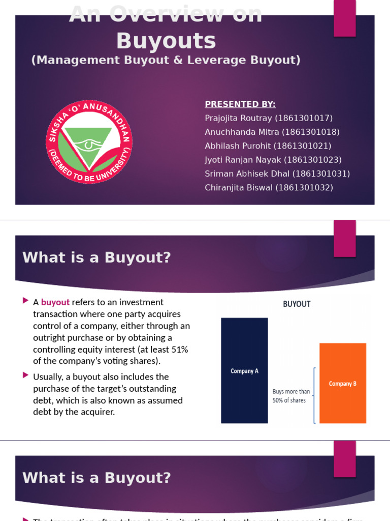 Understanding Buyouts: MBO & LBO Explained | PDF | Leveraged Buyout ...