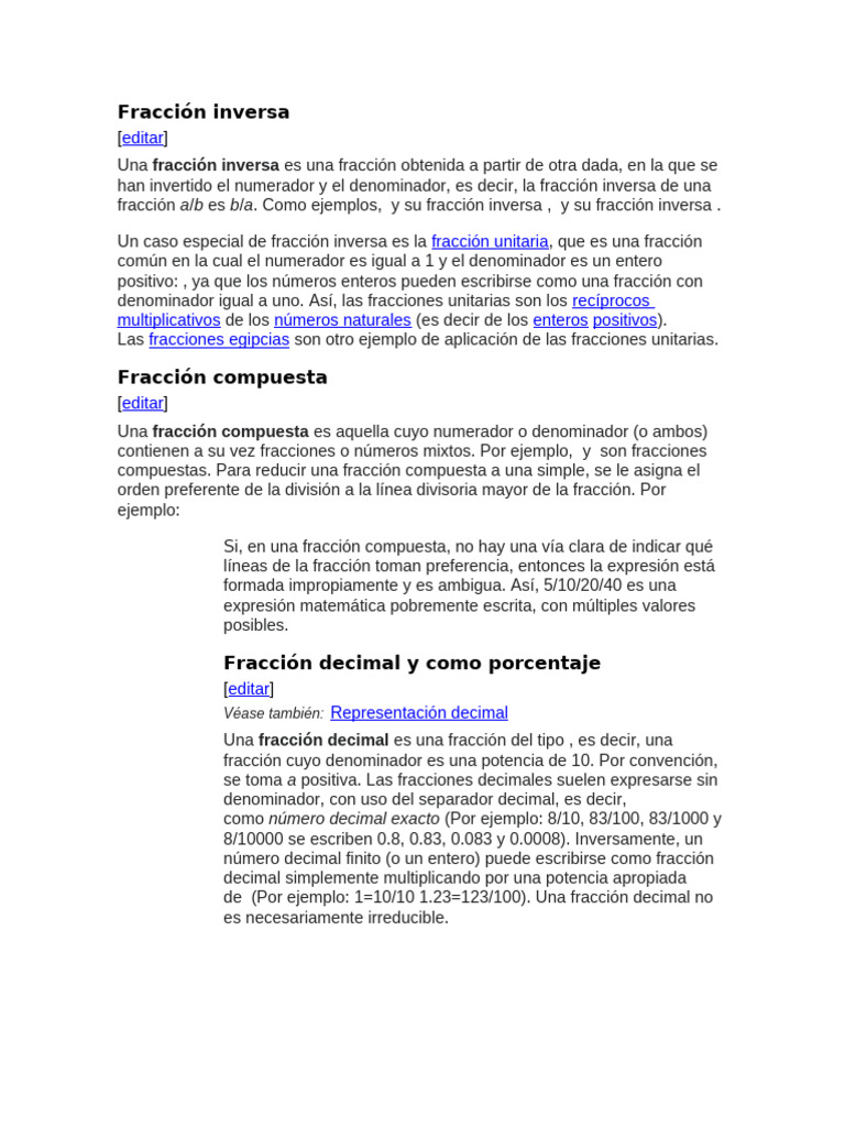 Fracción Inversa | PDF | Números | División (Matemáticas)