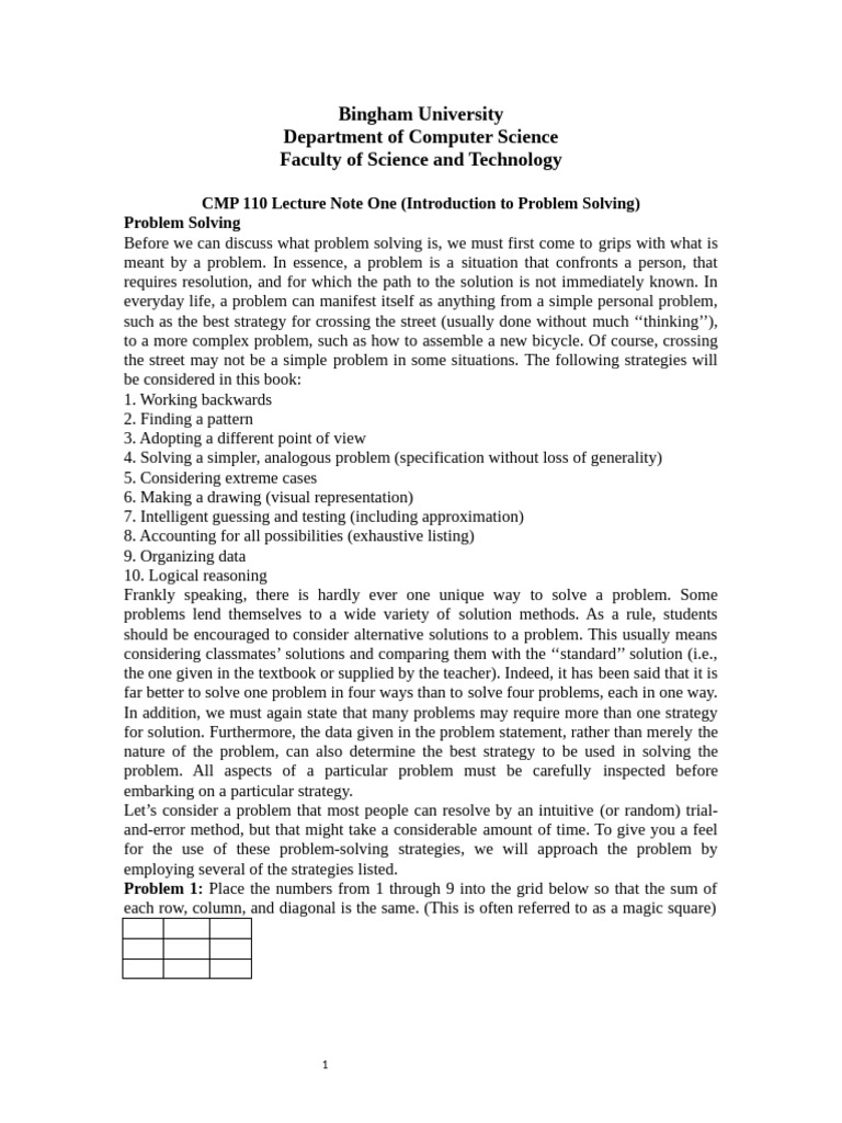 CMP 110 Introduction_To_Problem_Solving_2021a (1) | PDF | Control Flow ...