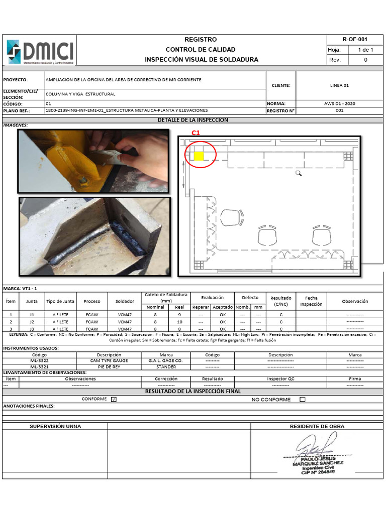 Inspeccion Visual 01 | PDF | Calefacción eléctrica | Acero