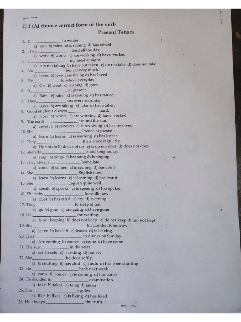 correct form of verbs English | PDF