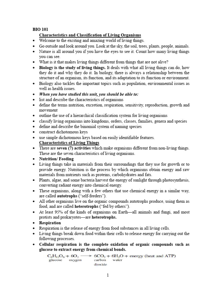 Updated BIO101 Lecture Note | PDF | Cellular Respiration | Flowers
