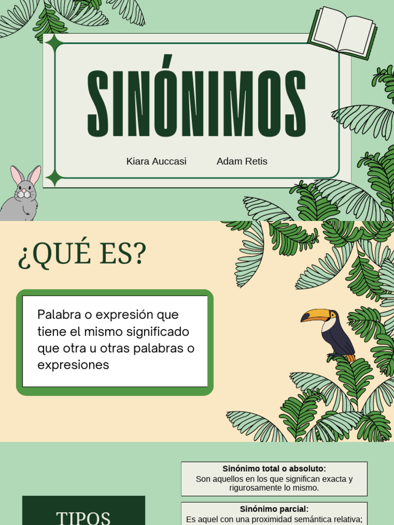 Tipos de Sinónimos y Ejemplos | PDF