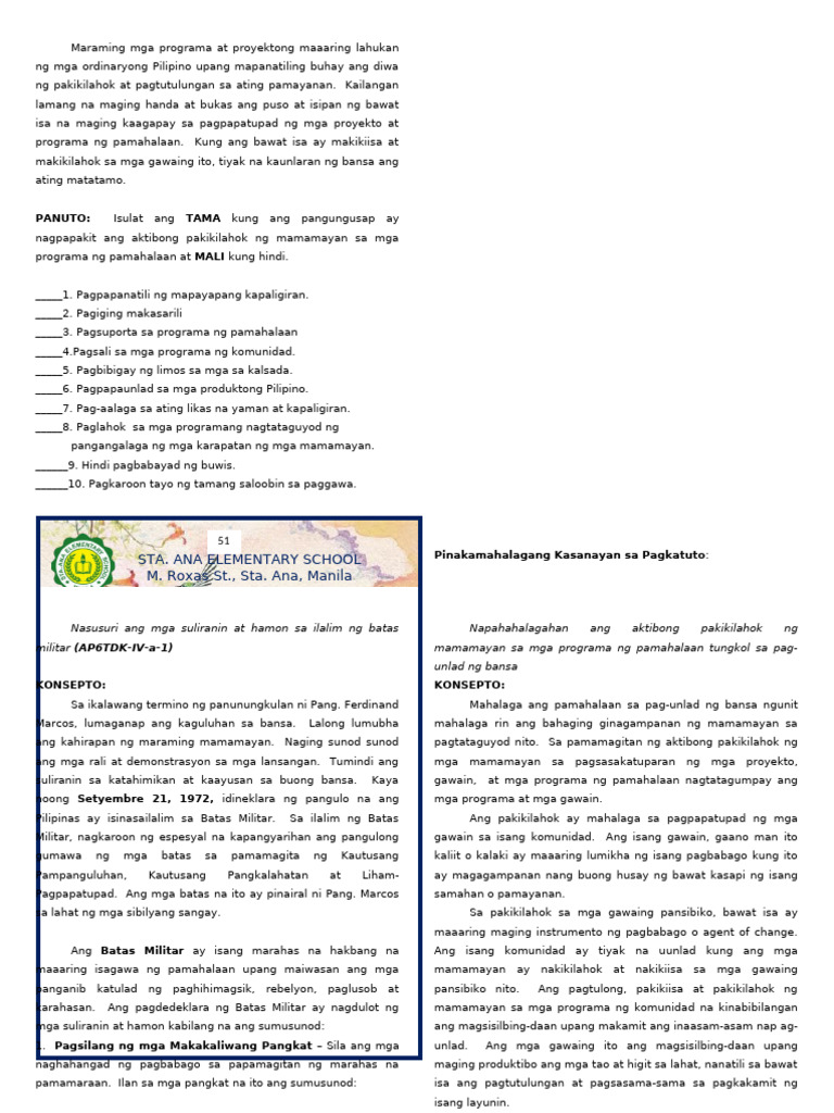 Ap6 - Q4 - Handouts | PDF