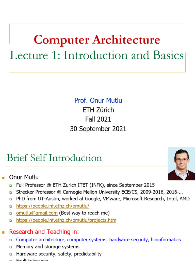 Onur Comparch Fall2021 Lecture1 Intro Afterlecture | PDF | Dynamic Random Access Memory ...