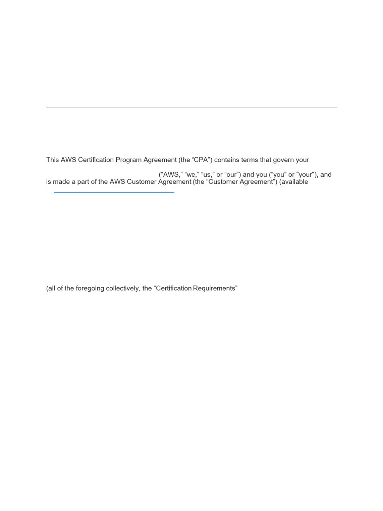 AWS Certification Program Agreement | PDF | Amazon Web Services ...