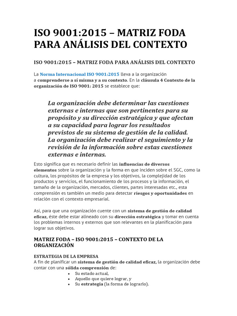 11.0 Del Analisis de Contexto A Las Estrategias | PDF | Análisis FODA ...