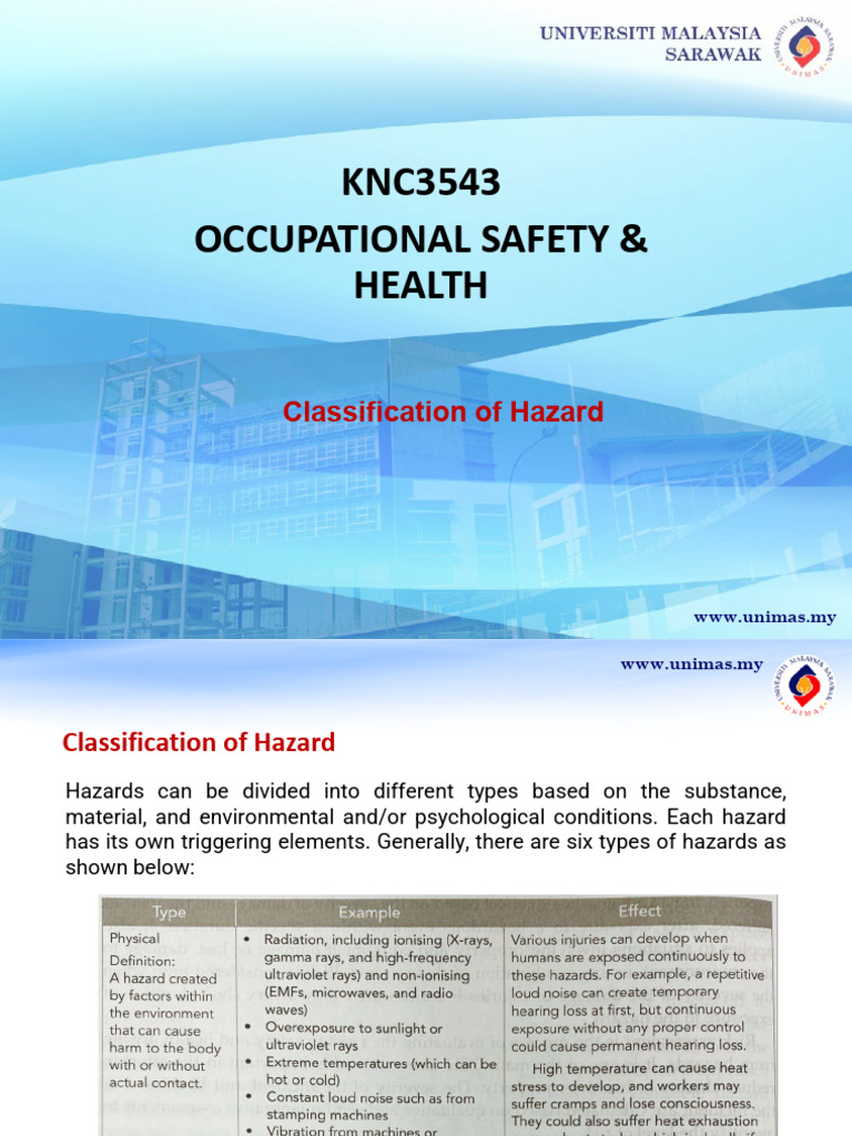 Lecture Notes 2 - Classification of Hazard | PDF