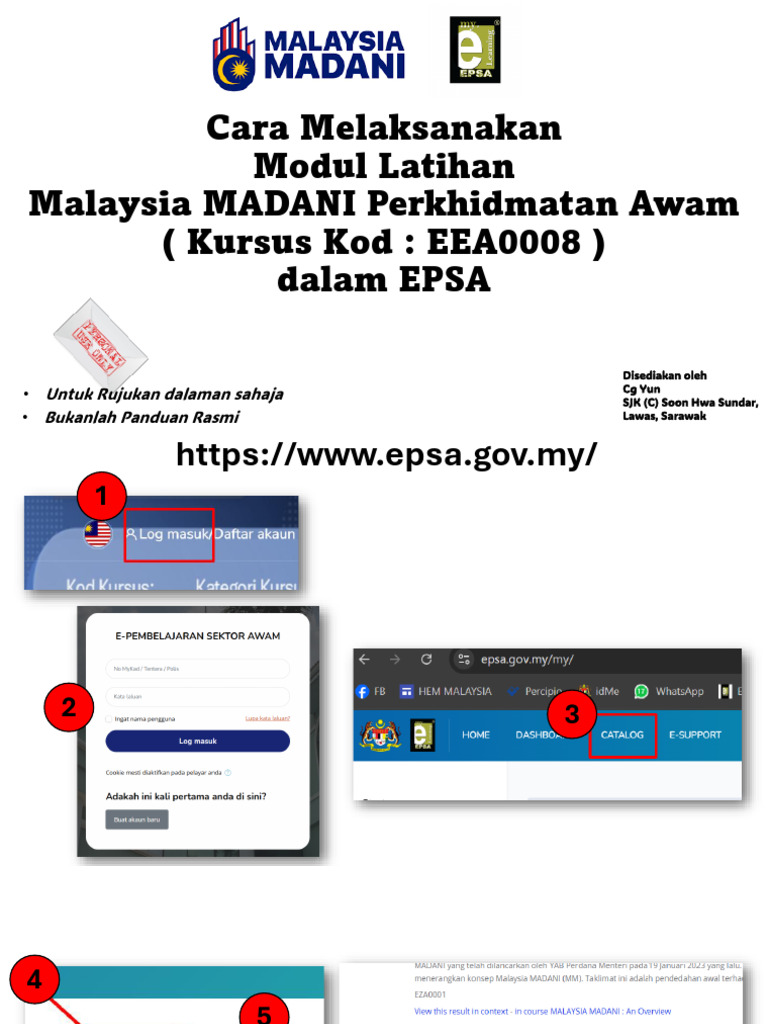 Cara Melaksanakan Kursus Malaysia MADANI Perkhidmatan Awam Dalam EPSA | PDF