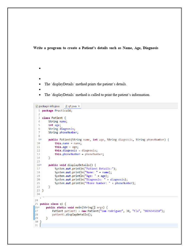 Practical 4- Programs on Class, Methods and Constructors | PDF | Method (Computer Programming ...