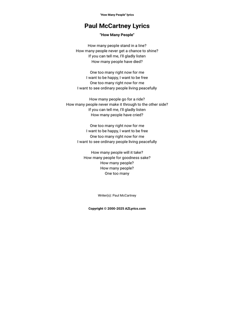 Paul McCartney - How Many People Lyrics | PDF