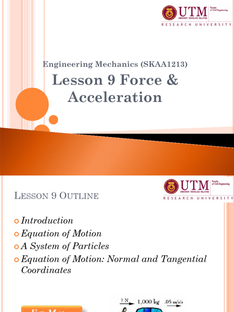 SKAA1213 Lesson 9 Force and Acceleration | PDF | Force | Equations Of ...