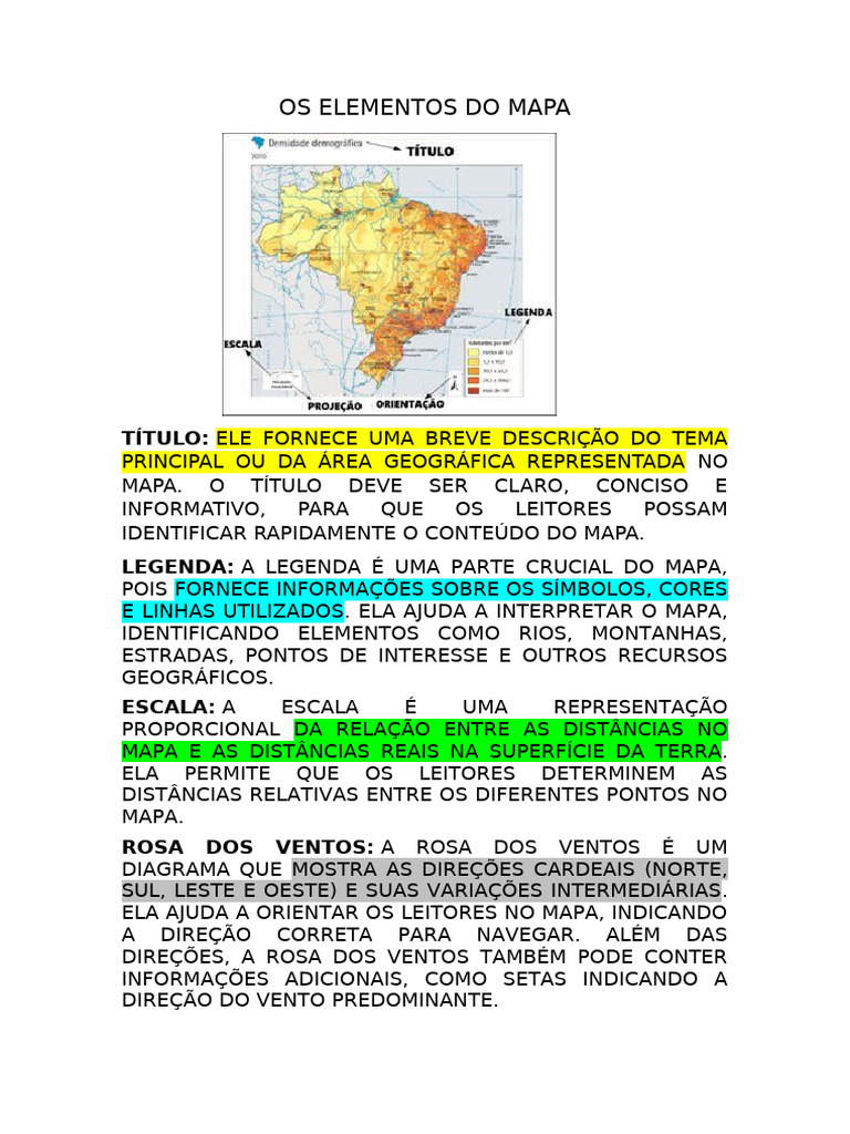 OS ELEMENTOS DO MAPA | PDF | Mapa | Ferimento