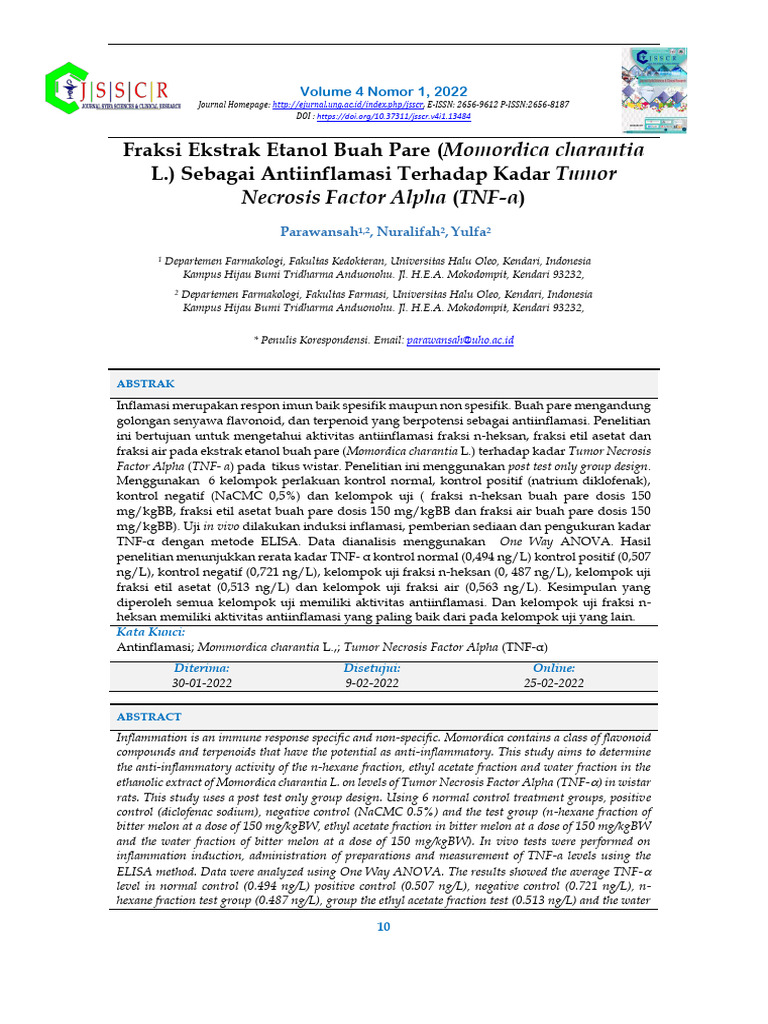 Simplisia Pare Pada Tikus Jantan | PDF