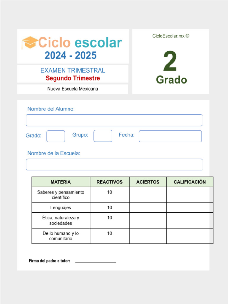 2-Grado-Examen-Trimestral-2-2024-2025.docx | PDF | Las emociones | Ira